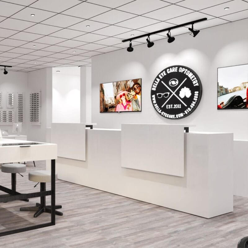 Carmel Counter Height Reception Desk - OMG! Optical Marketing Group